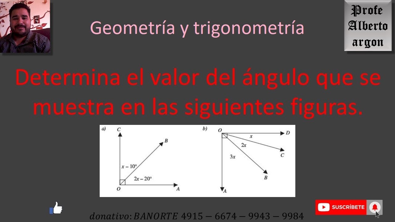 Determina el valor del ángulo que se muestra en las siguientes figuras ...