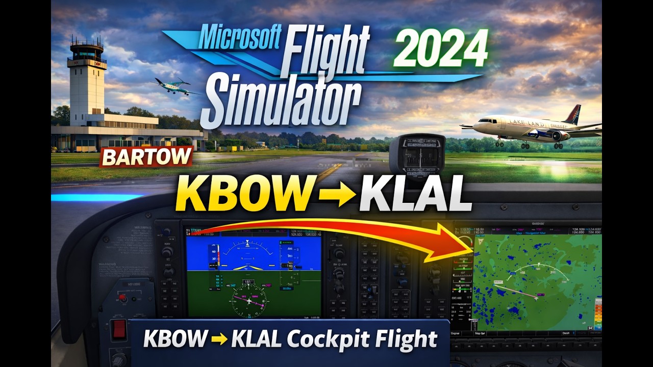 A Realistic Short Flight in MSFS 2024 | KBOW to KLAL (C172S G1000 ...