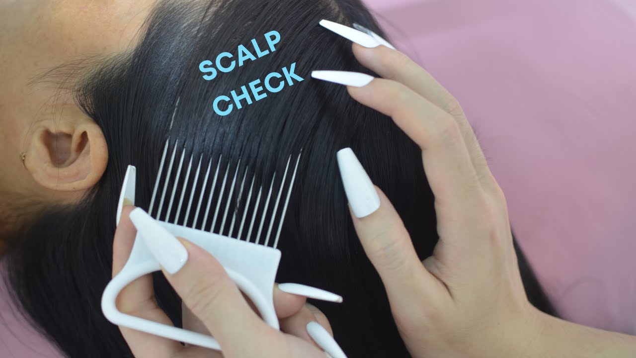 ASMR Aggressive Scalp Scratching, Hair Combing, Hair Parting Real ...