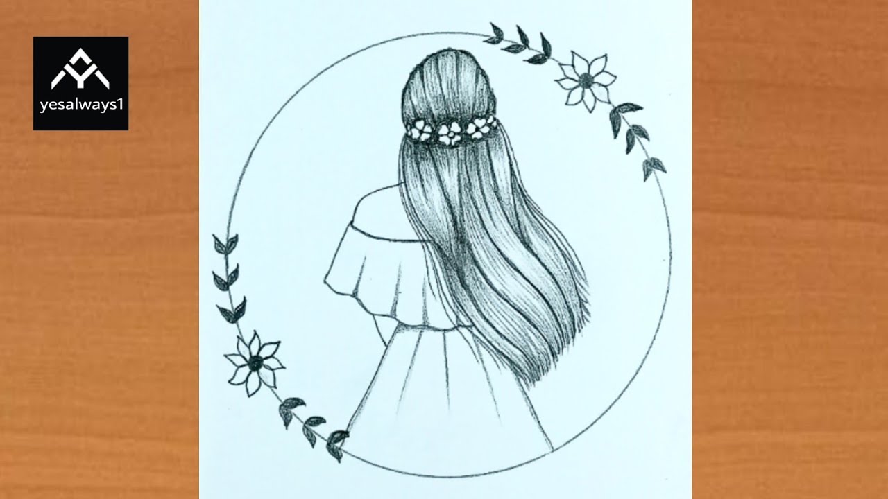 girl circle drawing || beautiful circle drawing with pencil ||girl ...