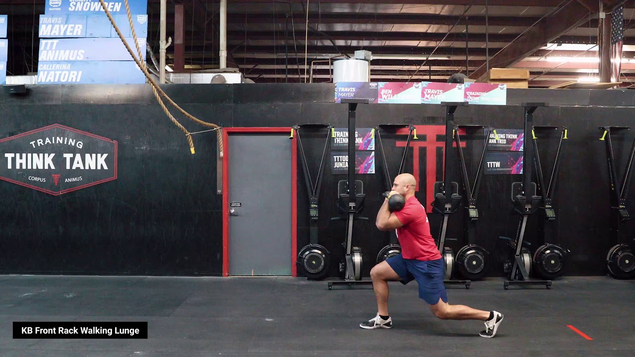 KB Front Rack Walking Lunge | TTT Exercise Index - YouTube
