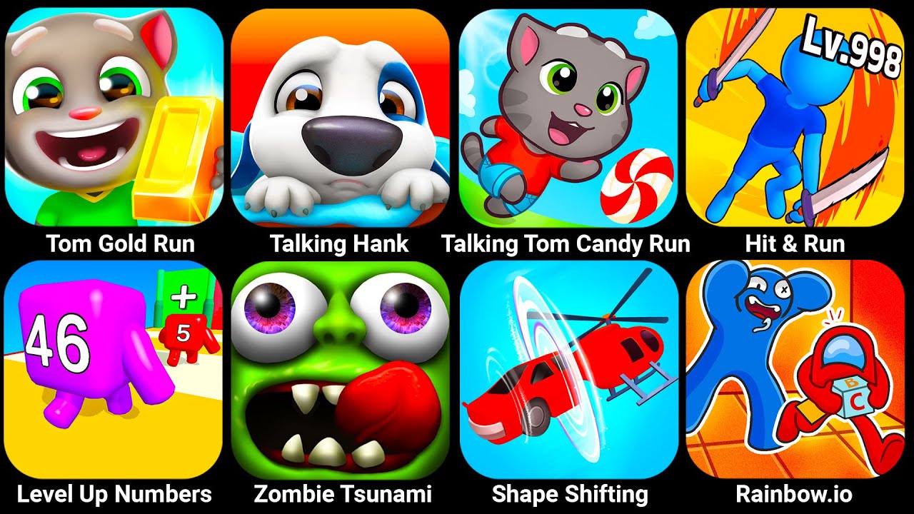 Talking Tom Gold Run, Talking Hank, Talking Tom Candy Run, Level Up ...