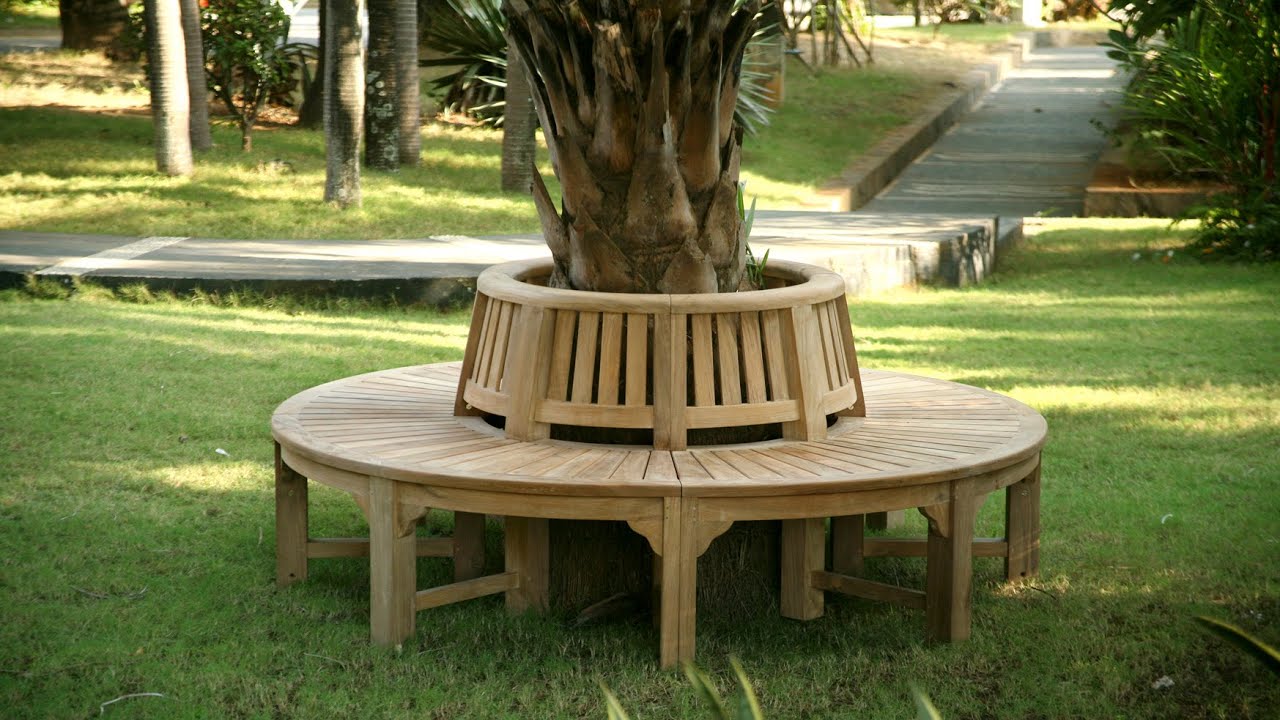 Teak Tree Bench from Qirana Furniture. - YouTube