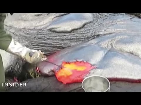 How Geologists Collect Lava Samples From Volcanoes