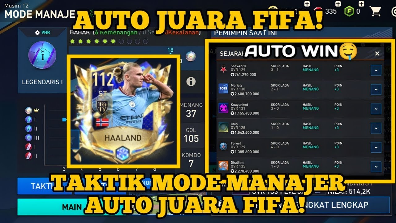 MODE MANAGER FIFA MOBILE! TAKTIK MODE MANAGER AUTO JUARA FIFA! FIFA ...
