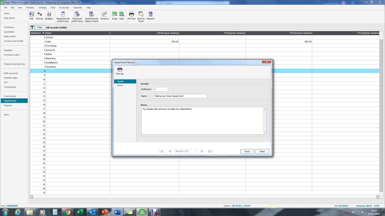 Sage Line 50 V26 Department Creation and Supplier invoice - YouTube