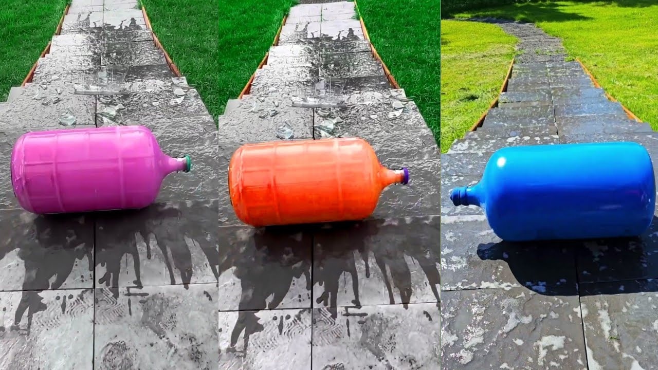 Throwing Bottle Down Stairs -215 | Breaking glass bottle | Crushing ...