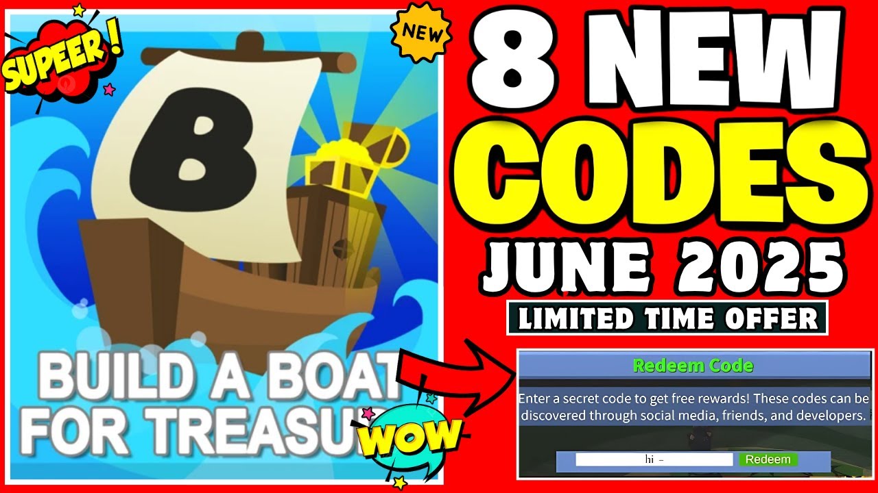 🎁JUNE CODES🎁 BUILD A BOAT FOR TREASURE CODES 2025 || ROBLOX BUILD A ...