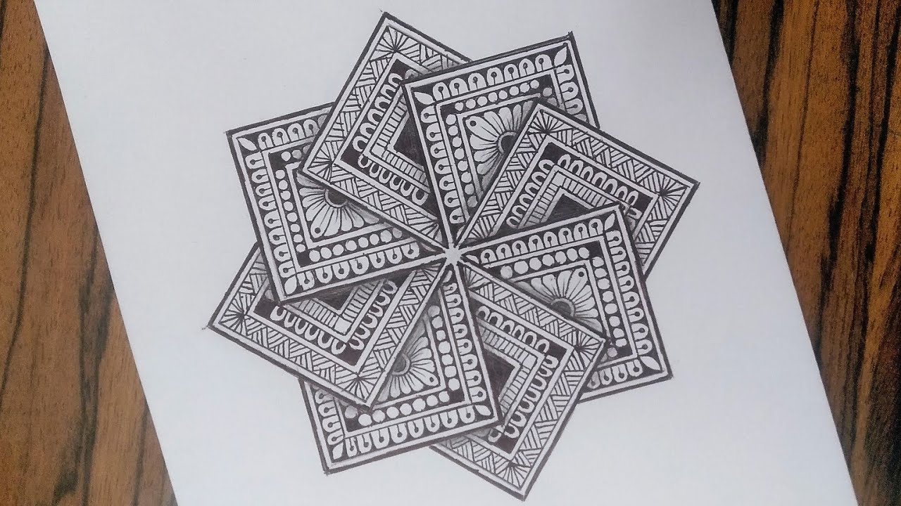 Square 3D Mandala Art for beginners step by step - YouTube