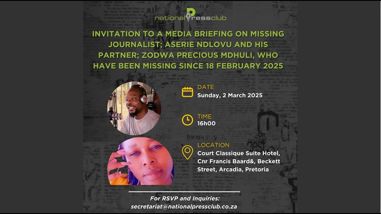 Media briefing: Missing journalist’s families to address the media ...