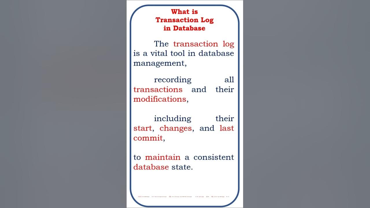What Is Transaction Log In Database Rdbms Coding Class Dbms Sql Sqlserver Sqldeveloper 8433