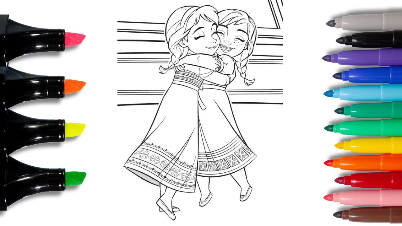 Baby Elsa and Anna from Disney Frozen Coloring Book Page - YouTube