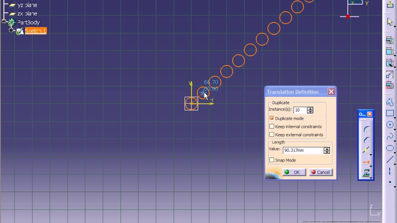 CATIA V5 Tutorial - Translate Sketch [21] - YouTube