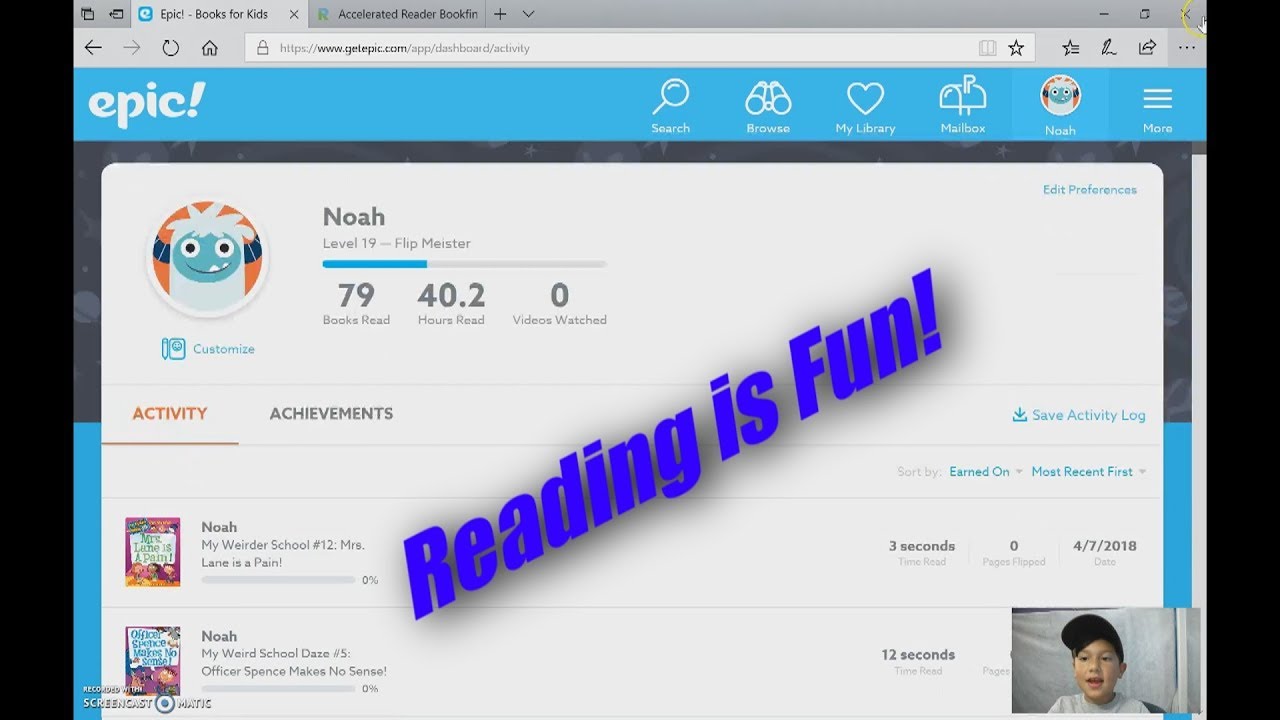 Epic! Reading/AR Reading/My Weird School Books! - YouTube