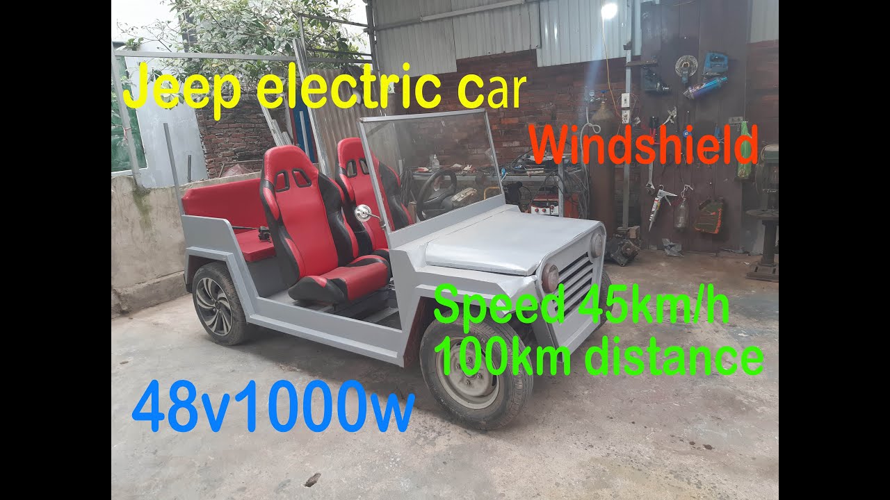 Homemade electric Jeep car 48v1000w - YouTube
