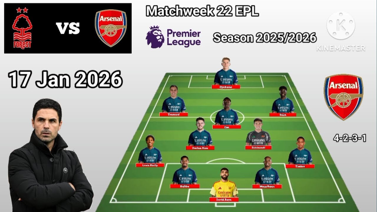Nottingham Forest vs Arsenal Line Up 4-2-3-1 With Eze Matchweek 22 EPL ...