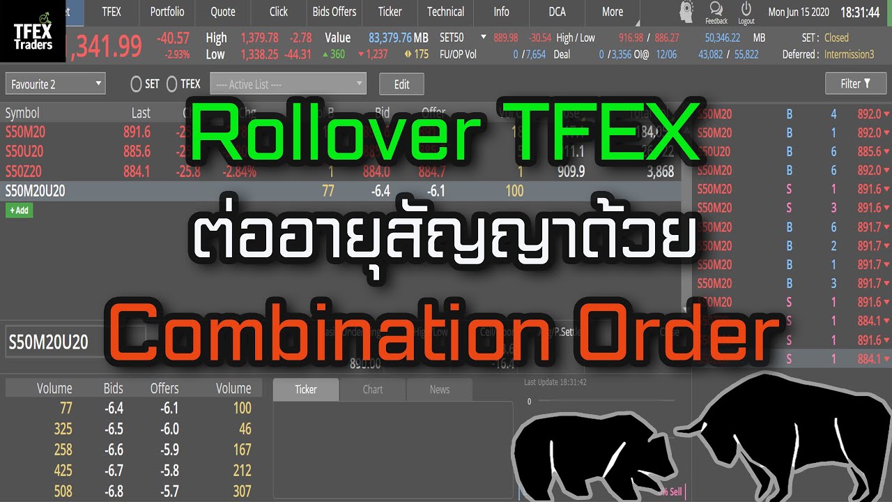 Rollover TFEX ต่ออายุสัญญาด้วย Combination Order - YouTube
