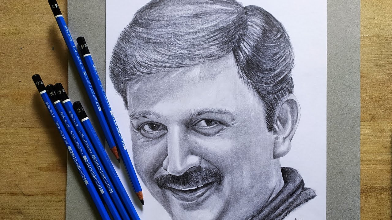 Realistic Pencil Drawing Of Multi Talented Ramesh Aravind - YouTube