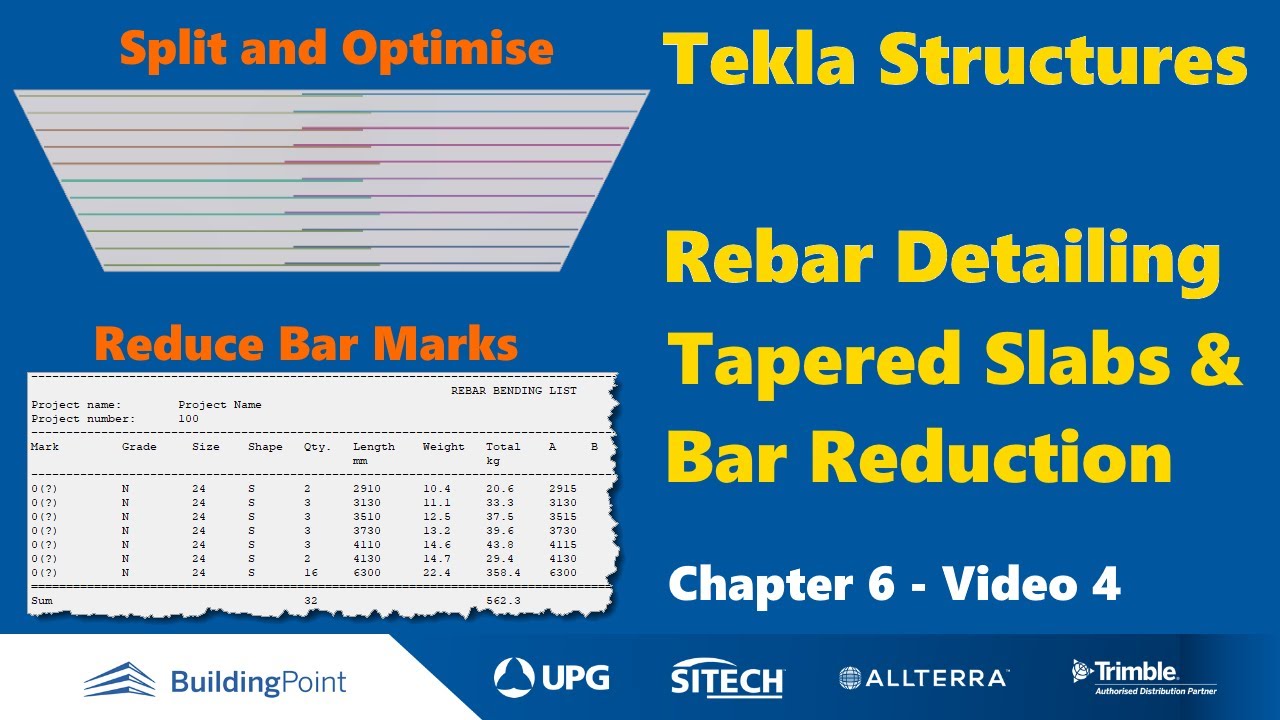 Tekla Structures - Chapter 6, Video 4 - Tapered Slab and Bar Reduction ...