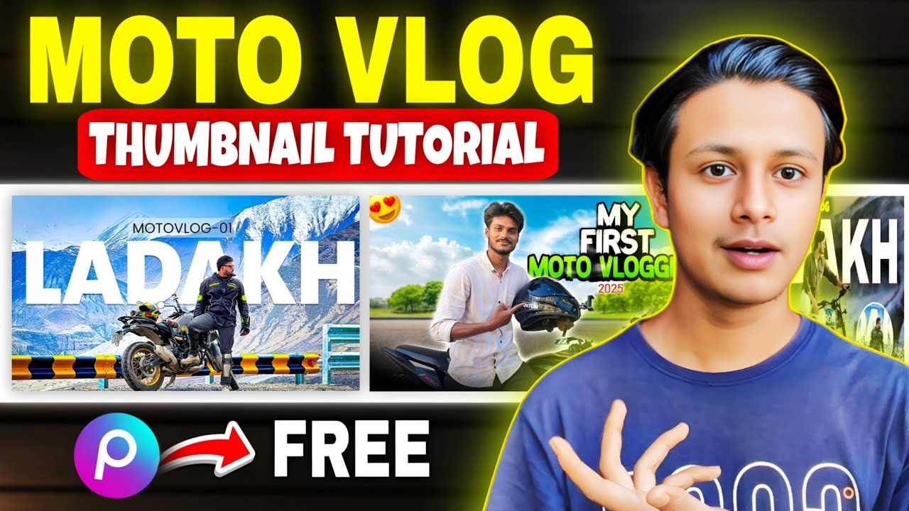 How To Design Moto Vlog Thumbnail in PicsArt | Moto Vlog Thumbnail ...