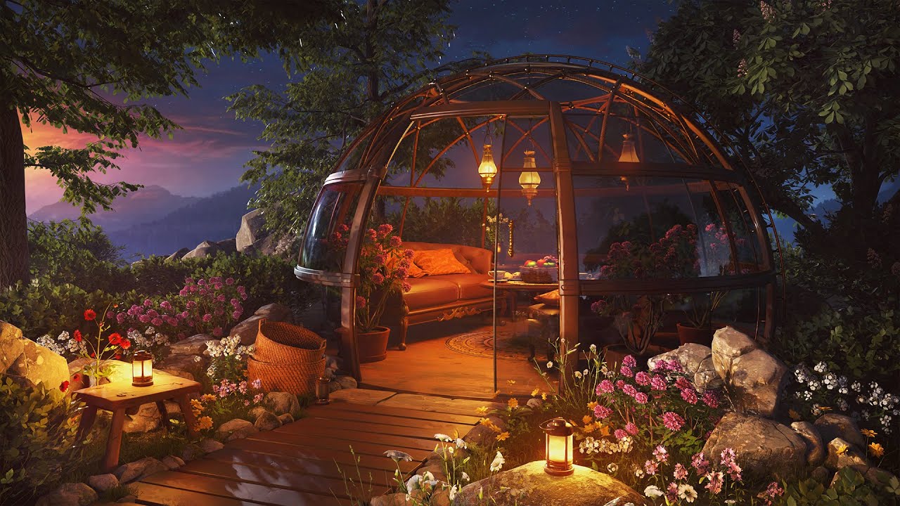 Nighttime Garden Dome Ambience | Calming Nature Sounds at Night for ...