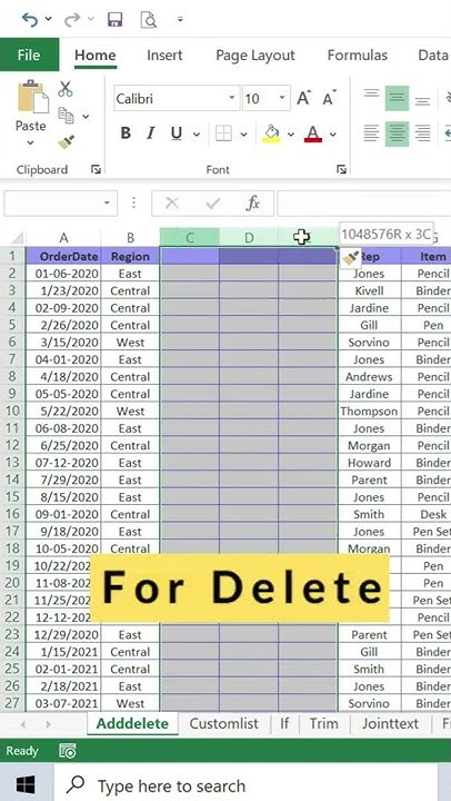 Quickly add/delete multiple rows/columns in excel #shorts - YouTube