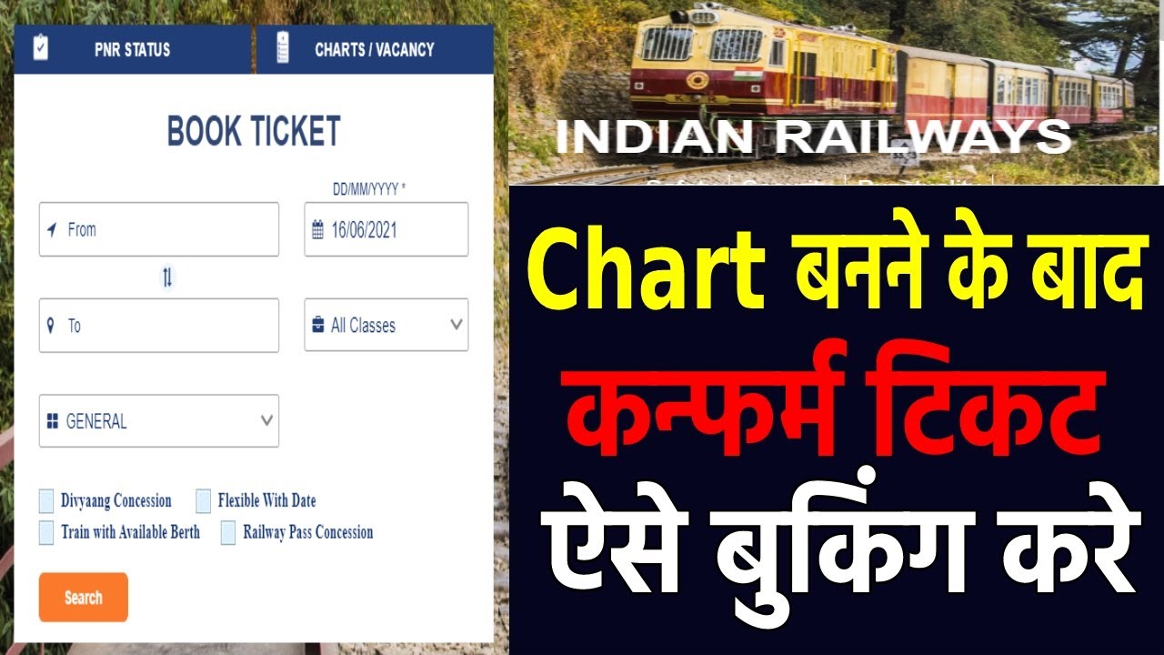 How To Book Confirm Train Ticket After Chart Seat Availability In