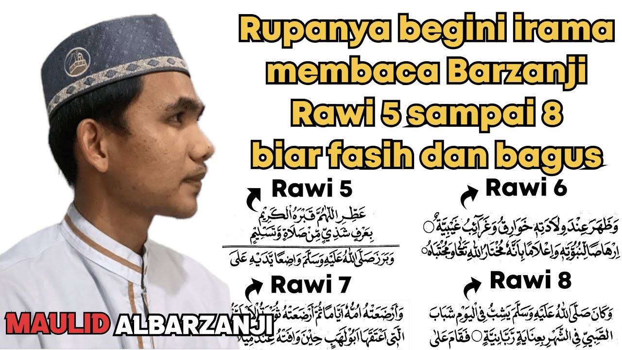 Begini cara yang mudah membaca Barzanji Rawi 5 sampai 8 - YouTube