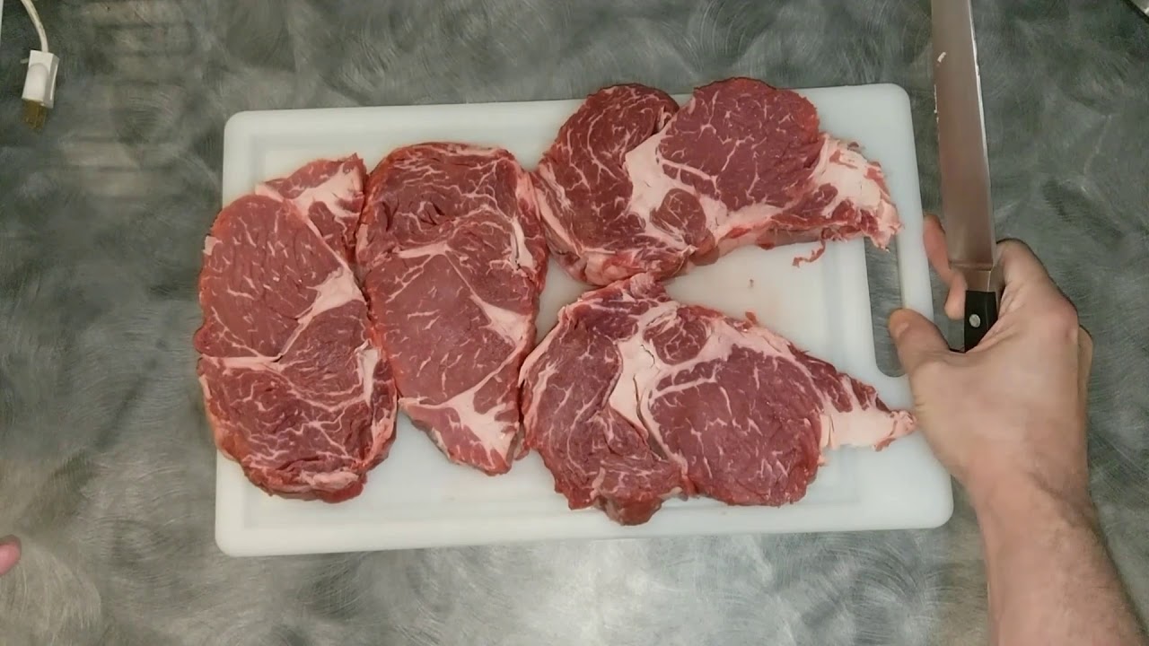 Saving money butchering your own ribeye steaks from a roast! - YouTube
