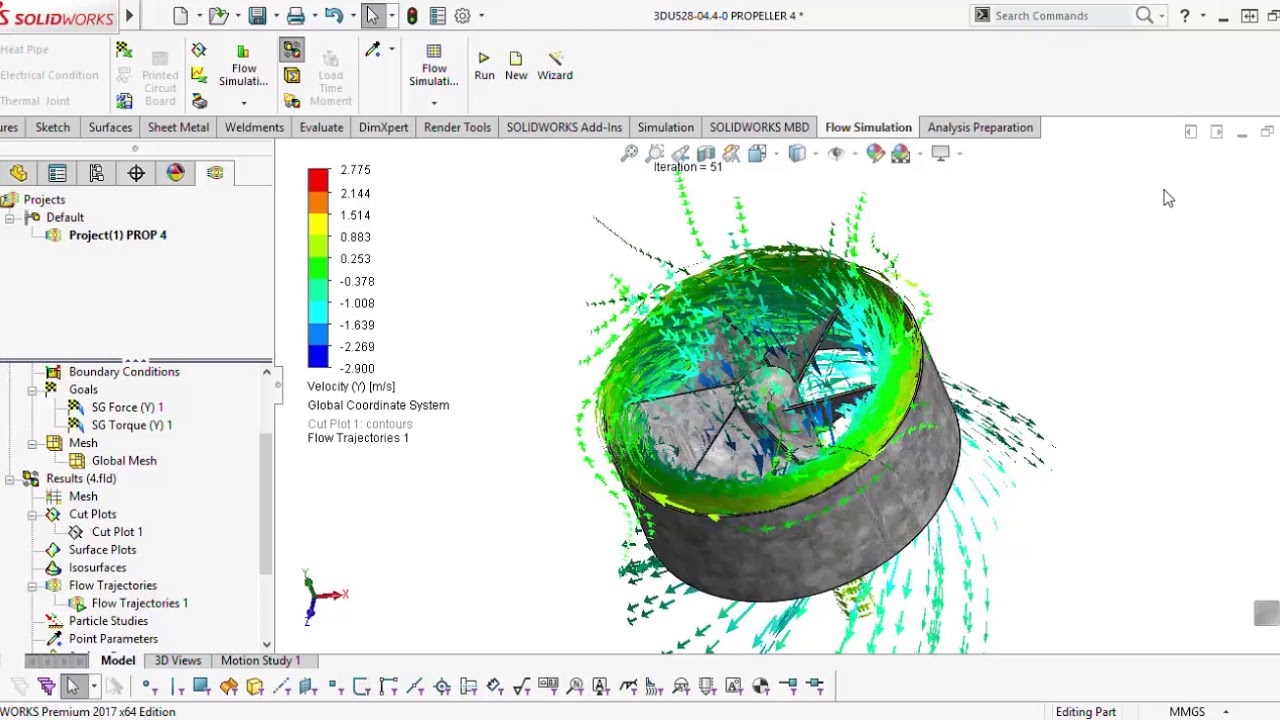 Flow trajectory analysis on water turbine - YouTube