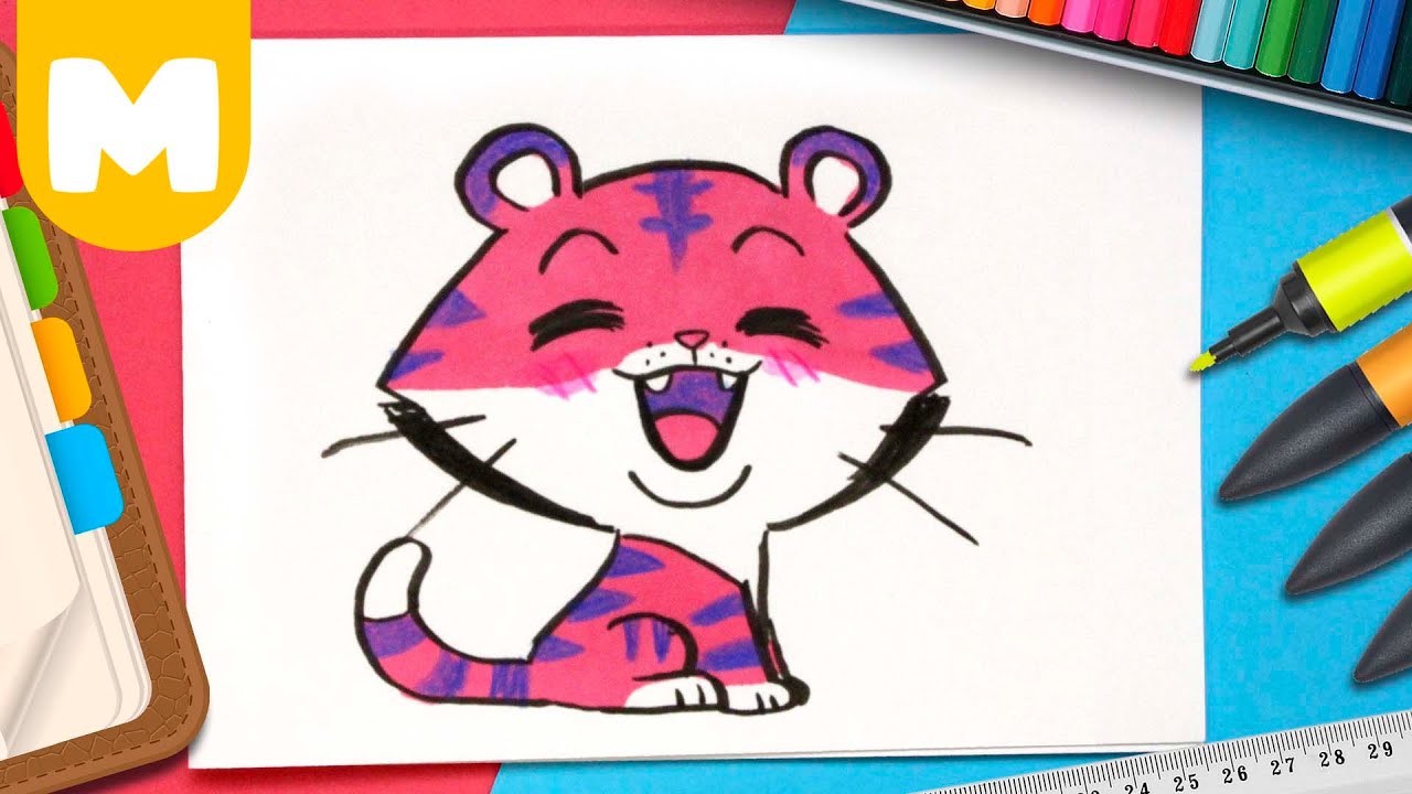 HOW TO DRAW A TIGER chibi STEP BY STEP - Chibi animals - YouTube