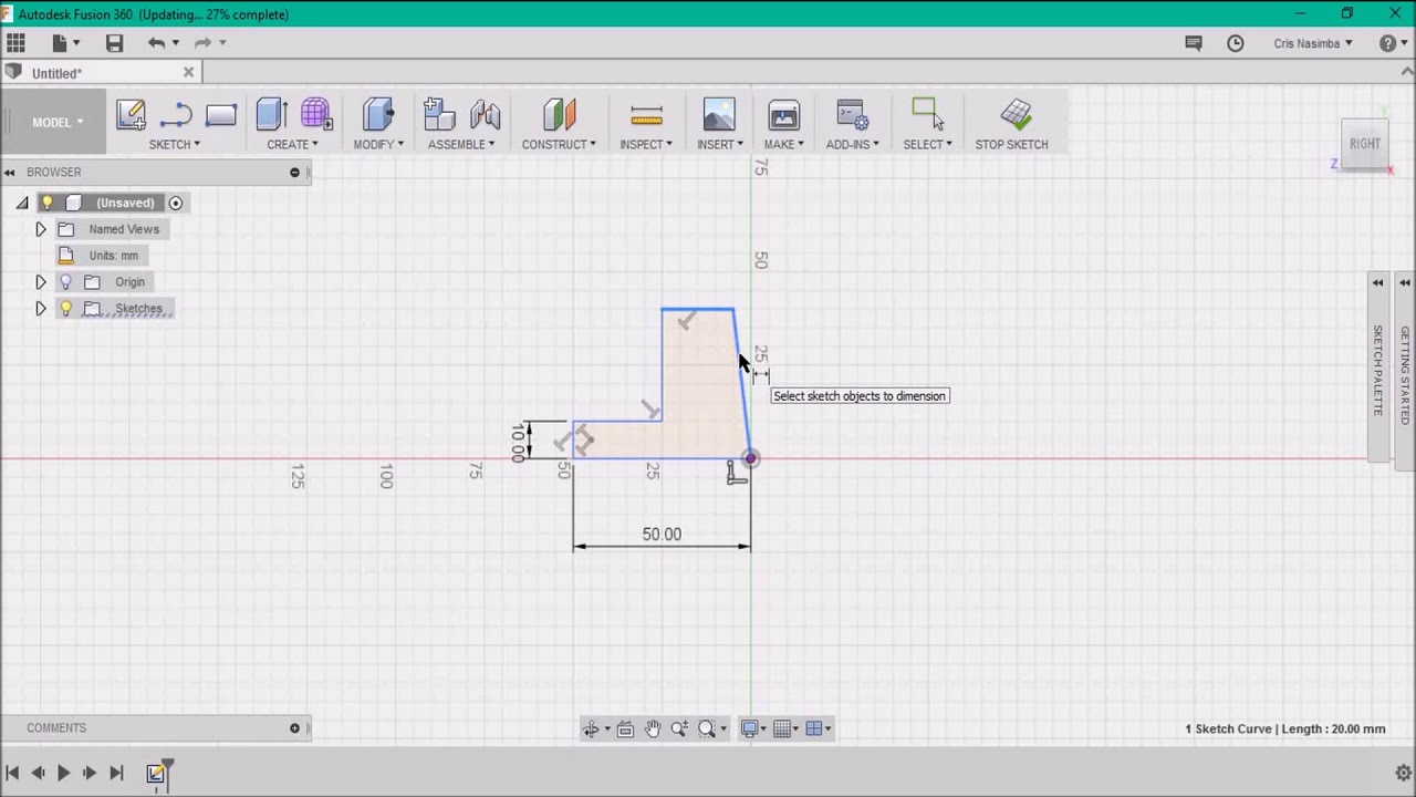 FUSIÓN 360 CONCEPTOS BÁSICOS: ACOTAR/ MODIFICAR CROQUIS - YouTube