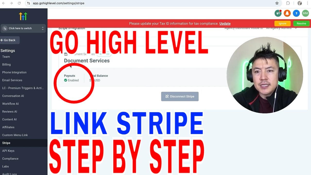 How To Link Connect Stripe To Go High Level Account 🔴 - YouTube