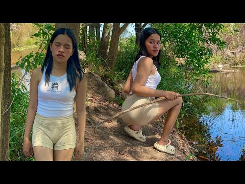 Fishing videos: Beautiful girl fishing in small lake