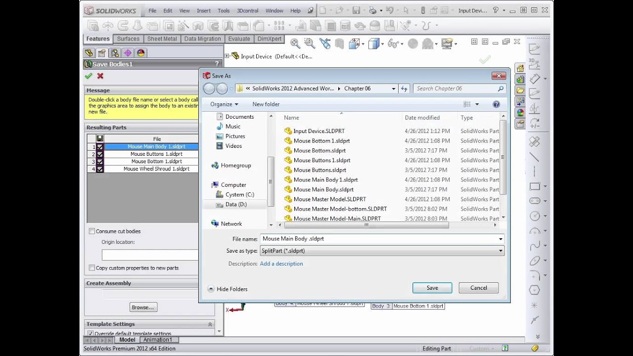 Advanced Solidworks 2012 Tutorial | File Management for Split Bodies ...