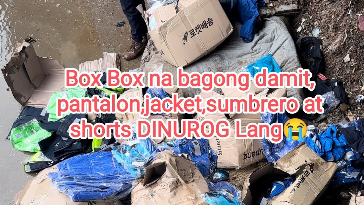 box box ang mga tinapon nilang damit, pantalon, jacket at sumbrero dito ...