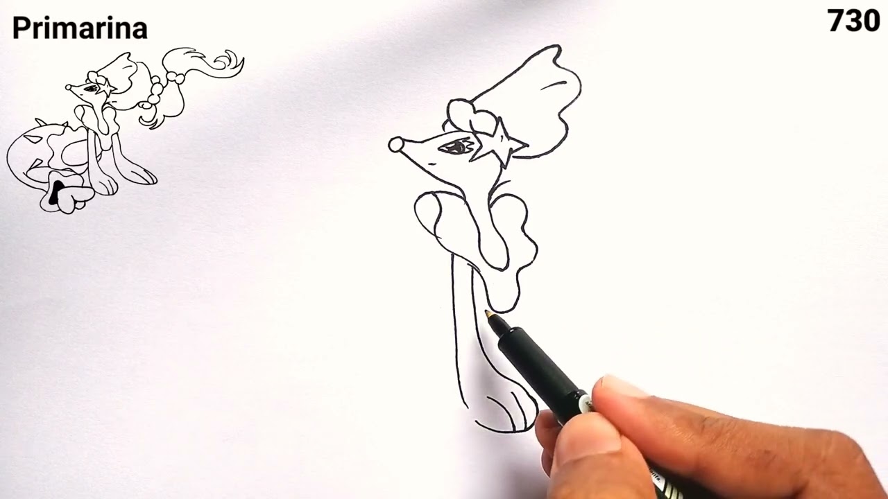 How To Draw Primarina From Pokemon | Pokemon drawing 730 - YouTube