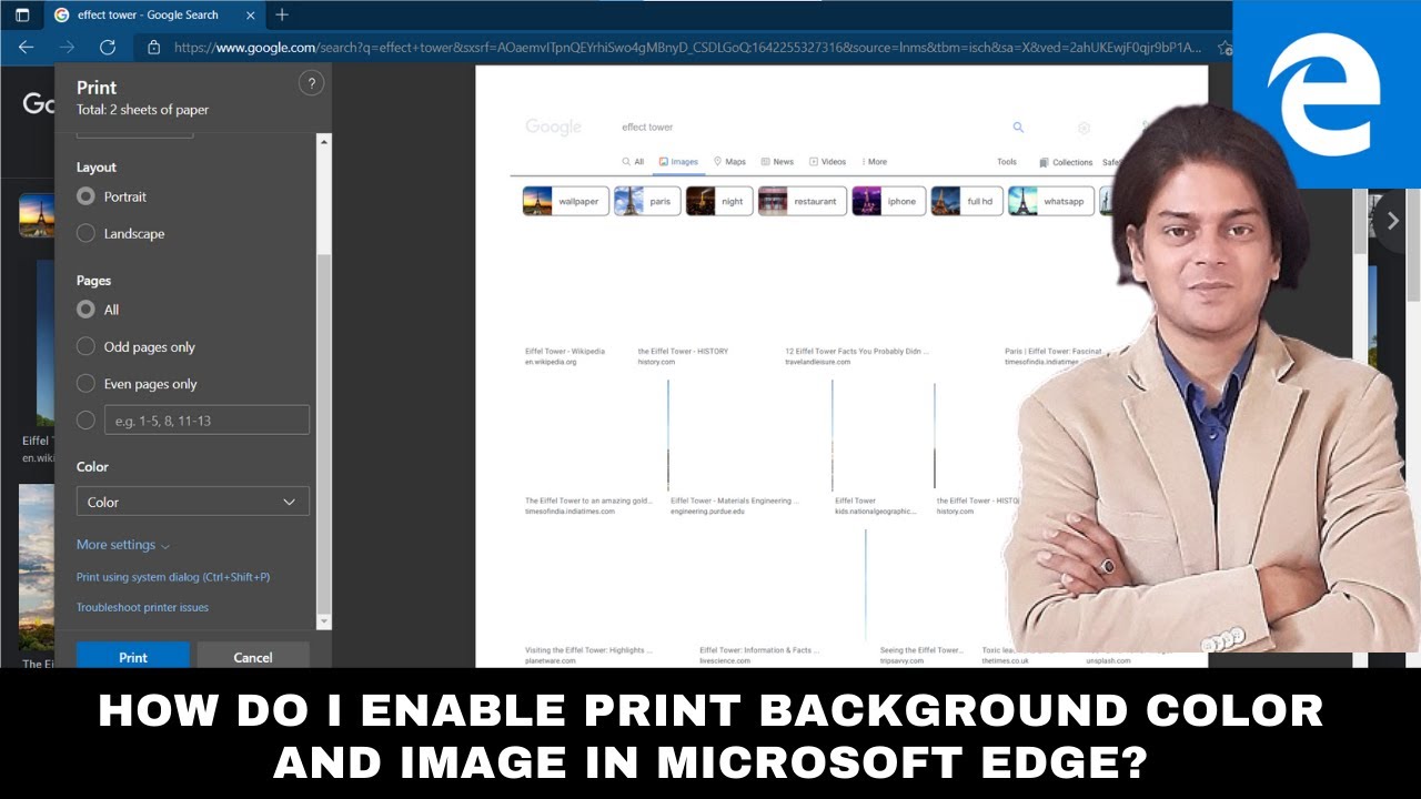 How do I enable print background color and image in Microsoft edge ...