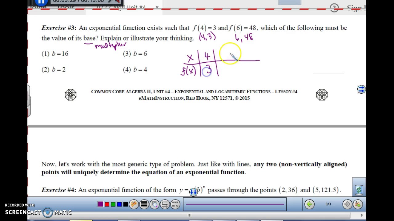 Algebra 2 U4l4 Writing Equations Of Exponential Functions Youtube