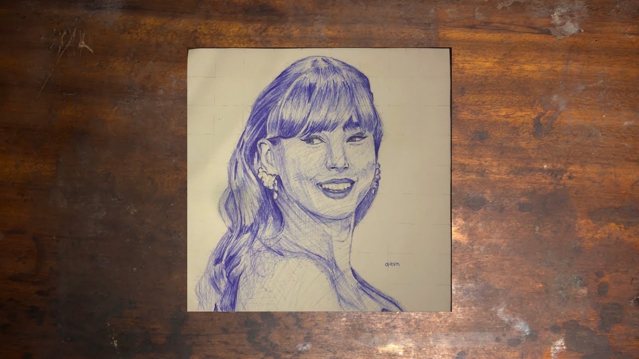 I Drew Taylor Swift in Ballpoint Pen | Time-lapse drawing - YouTube