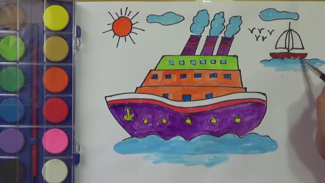 How to draw cartoon transportations for kids | drawing and painting ...