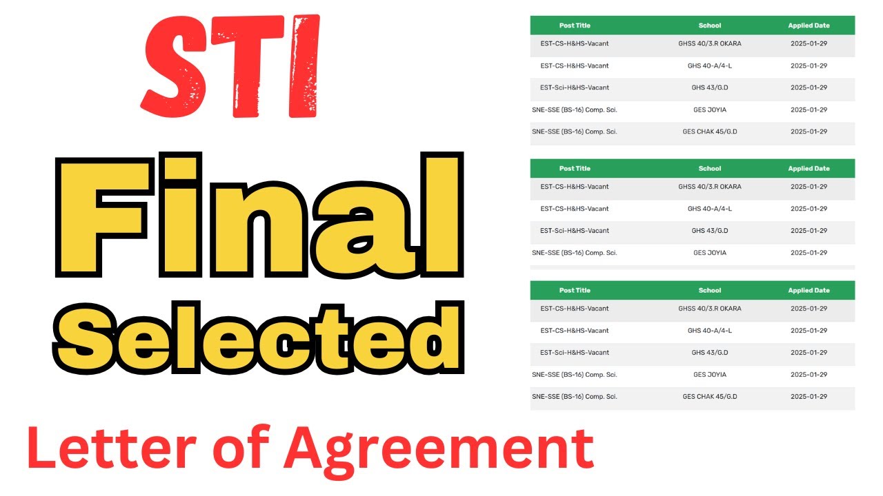 STI Final Selection List | Sti jobs 2025 | Sti final letter job - YouTube