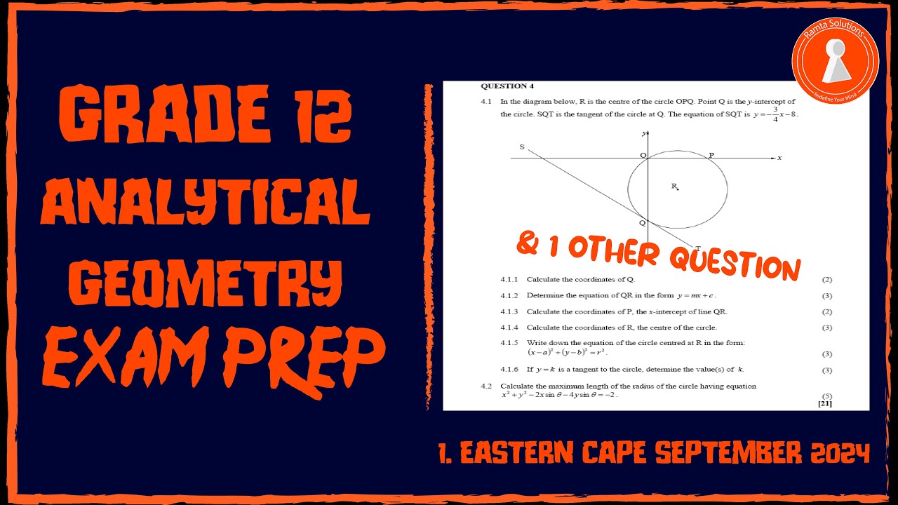 Grade 12 Analytical Geometry | Exam Prep | 2 Eastern Cape September ...