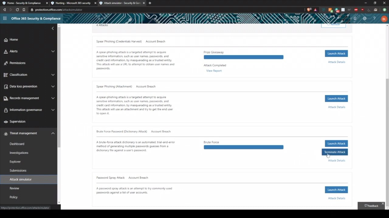 Configuring the Office 365 Brute Force Attack Simulator - YouTube