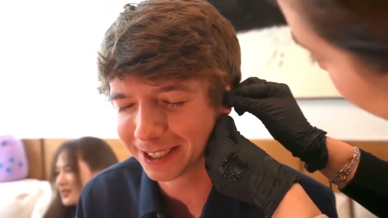 Karl didn't cry getting his first ear piercing!!! He did so good. - YouTube