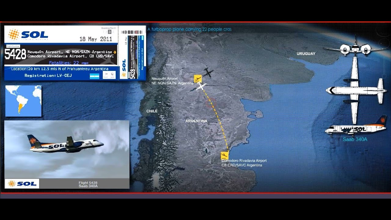 SOL LINEAS AEREAS Flight5428 Neuguen-Comodora ARGENTINA 18 May 2011 ...