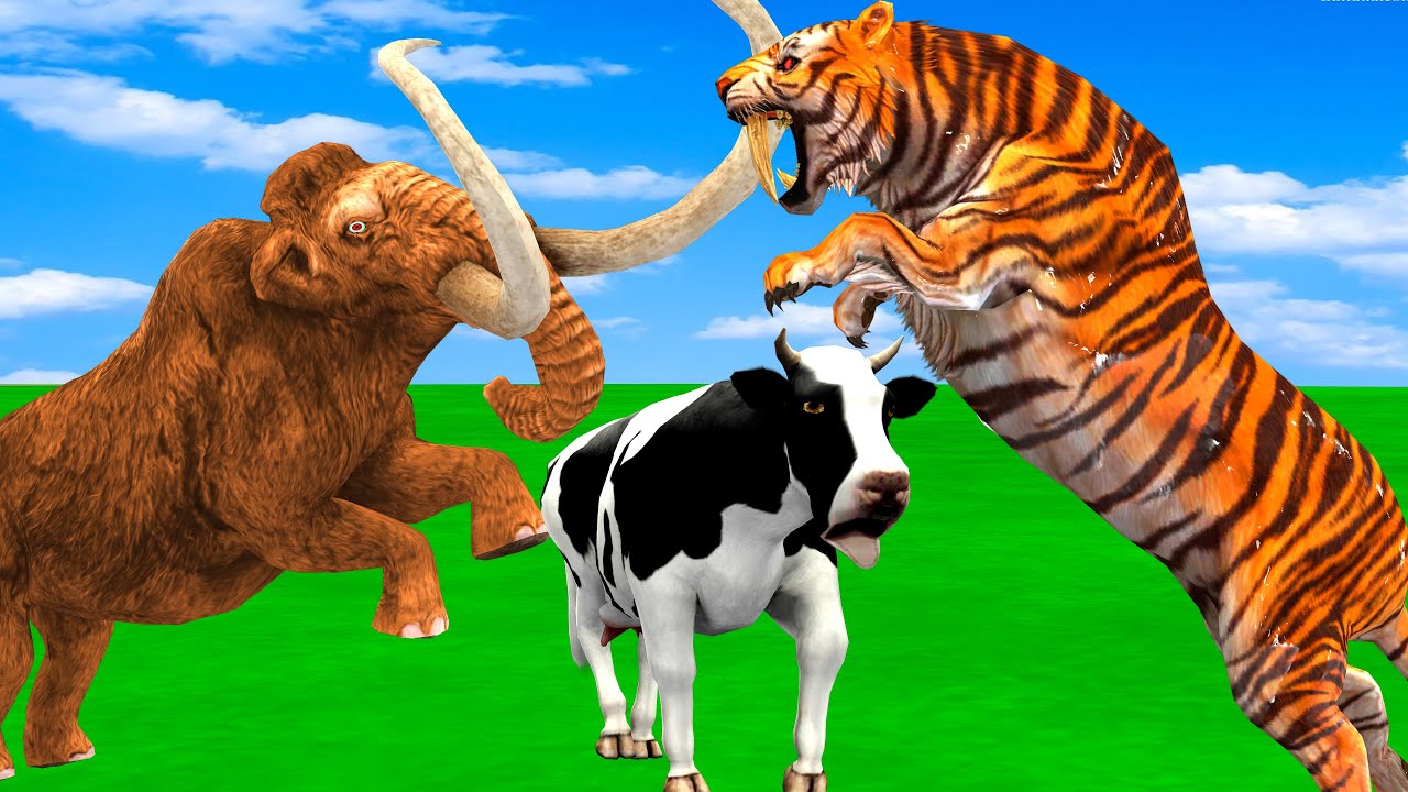 Giant Tiger Attack 10 Cow Buffalo Saved by 10 Mammoth Elephant vs ...