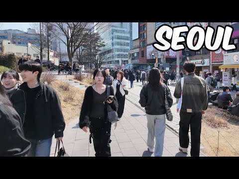 Hongdae Street Walking tour. Seoul City Korea 4k City Tour