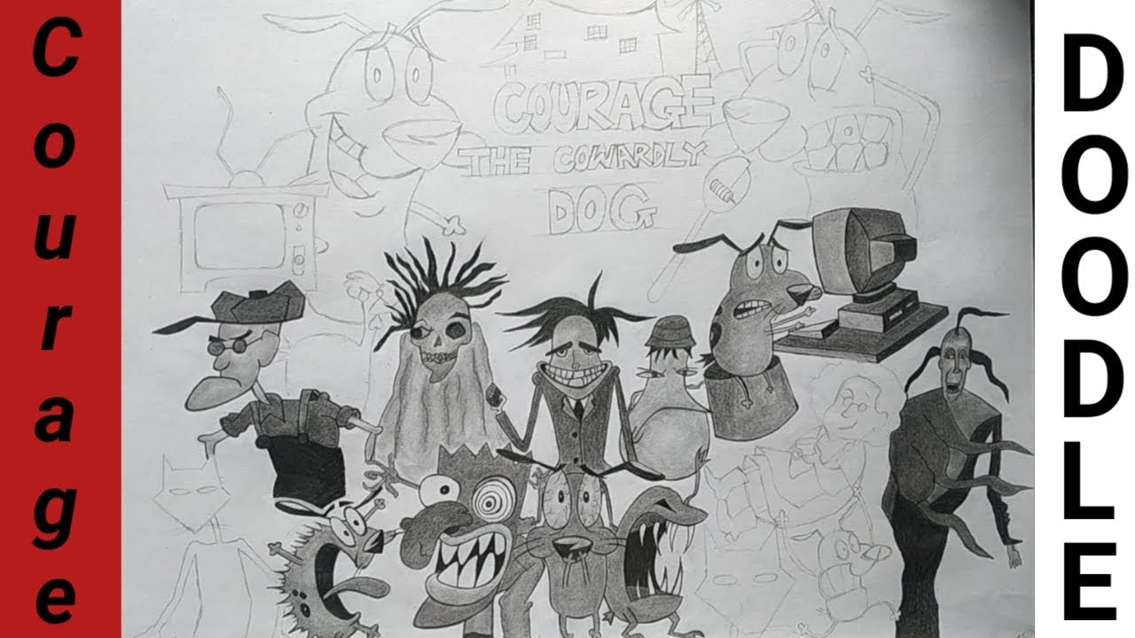 Courage the cowardly dog doodle drawing/pencil drawing/ gowtham - YouTube