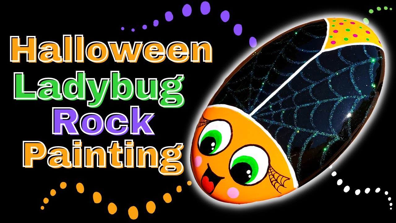Halloween Ladybug Rock Painting - YouTube